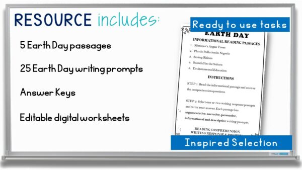 Earth Day Reading Comprehension Inference, Text Evidence, Writing ...
