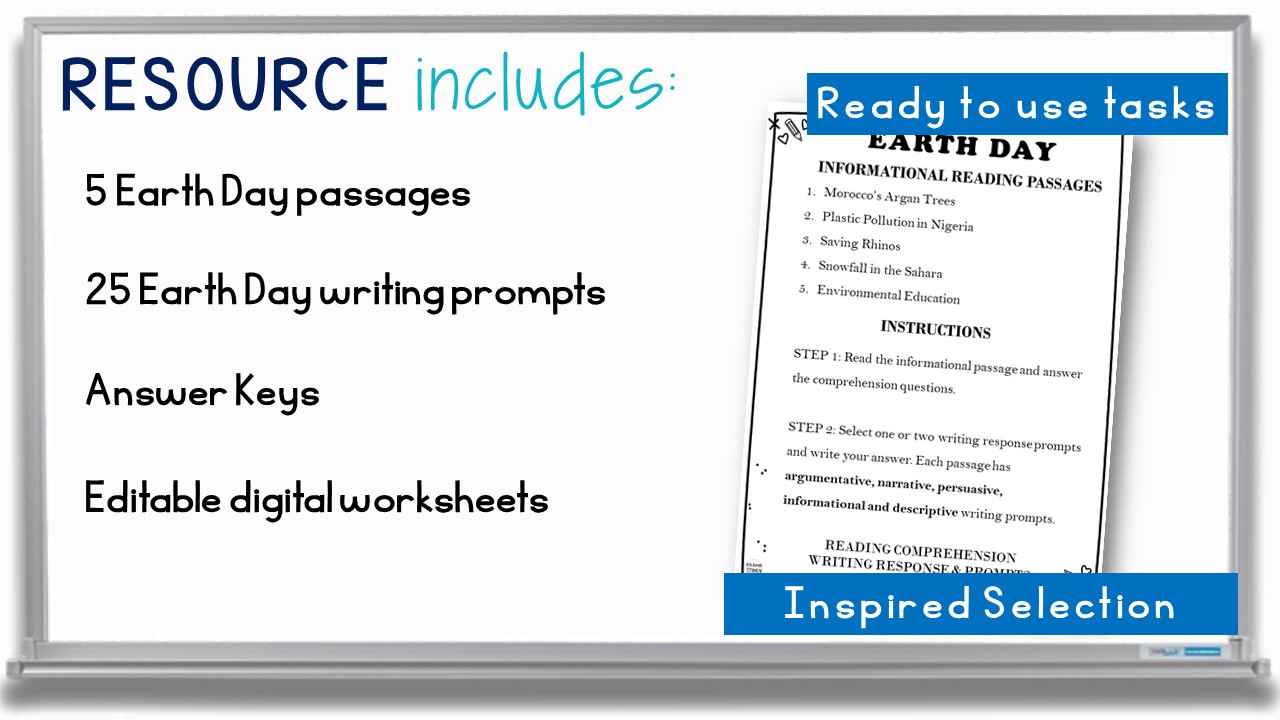 Earth Day Reading Comprehension Inference, Text Evidence, Writing ...