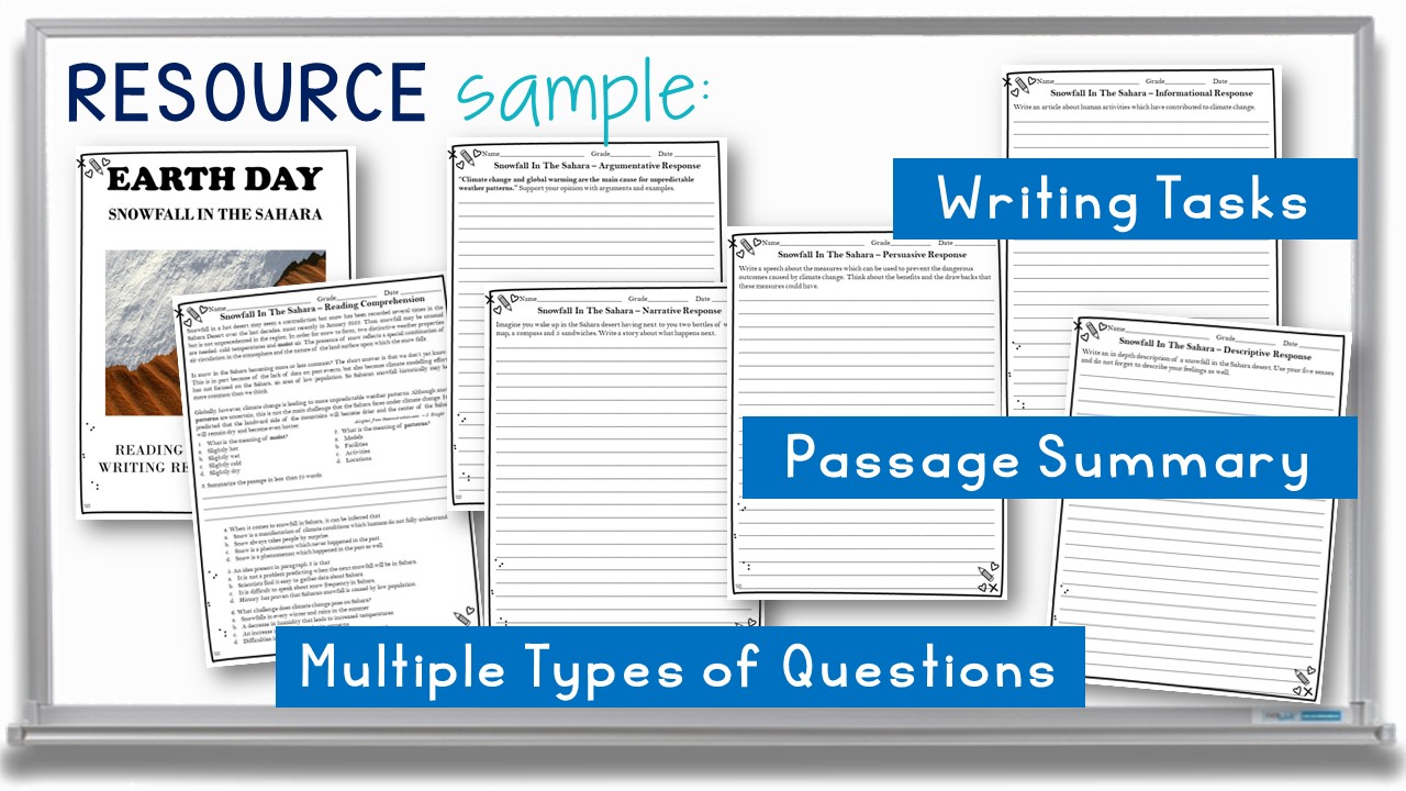Earth Day Reading Comprehension Inference, Text Evidence, Writing ...