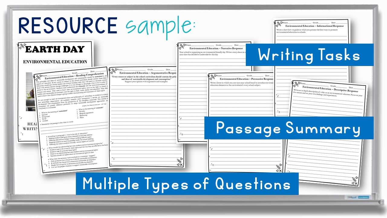 Earth Day Reading Comprehension Inference, Text Evidence, Writing ...