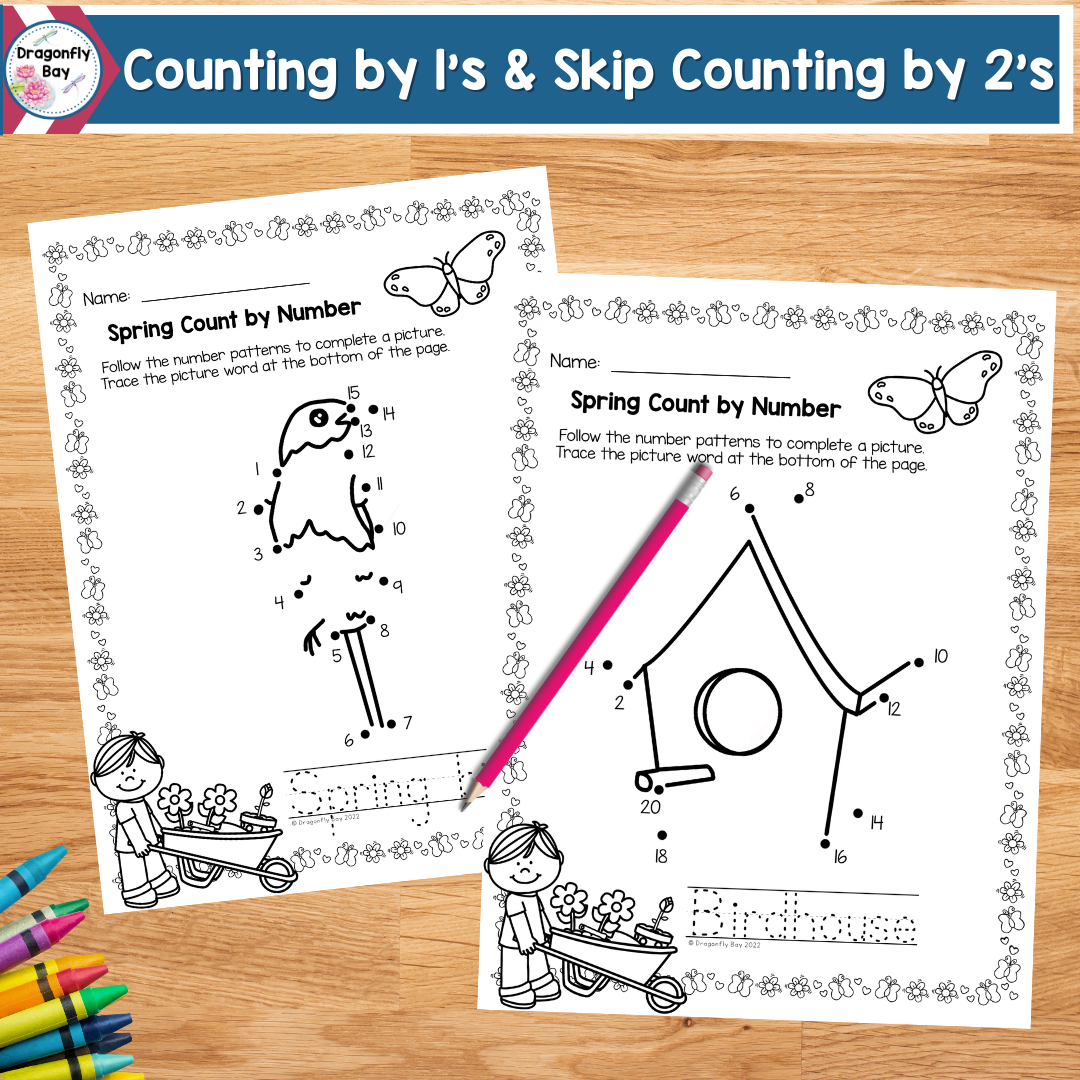 Spring Dot to Dot by 1s Skip Count by 2 5 10 and Alphabetic Order ...