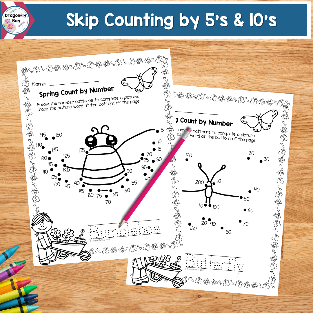 Spring Dot to Dot by 1s Skip Count by 2 5 10 and Alphabetic Order ...