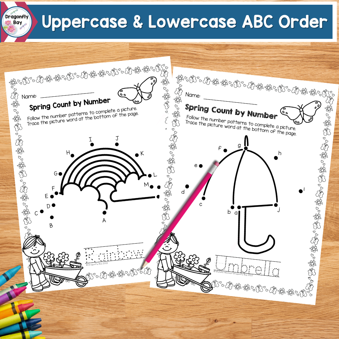 Spring Dot to Dot by 1s Skip Count by 2 5 10 and Alphabetic Order ...