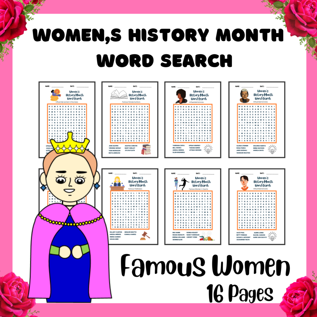 Women's History Month Word Search | Word Search Worksheets | Made By ...