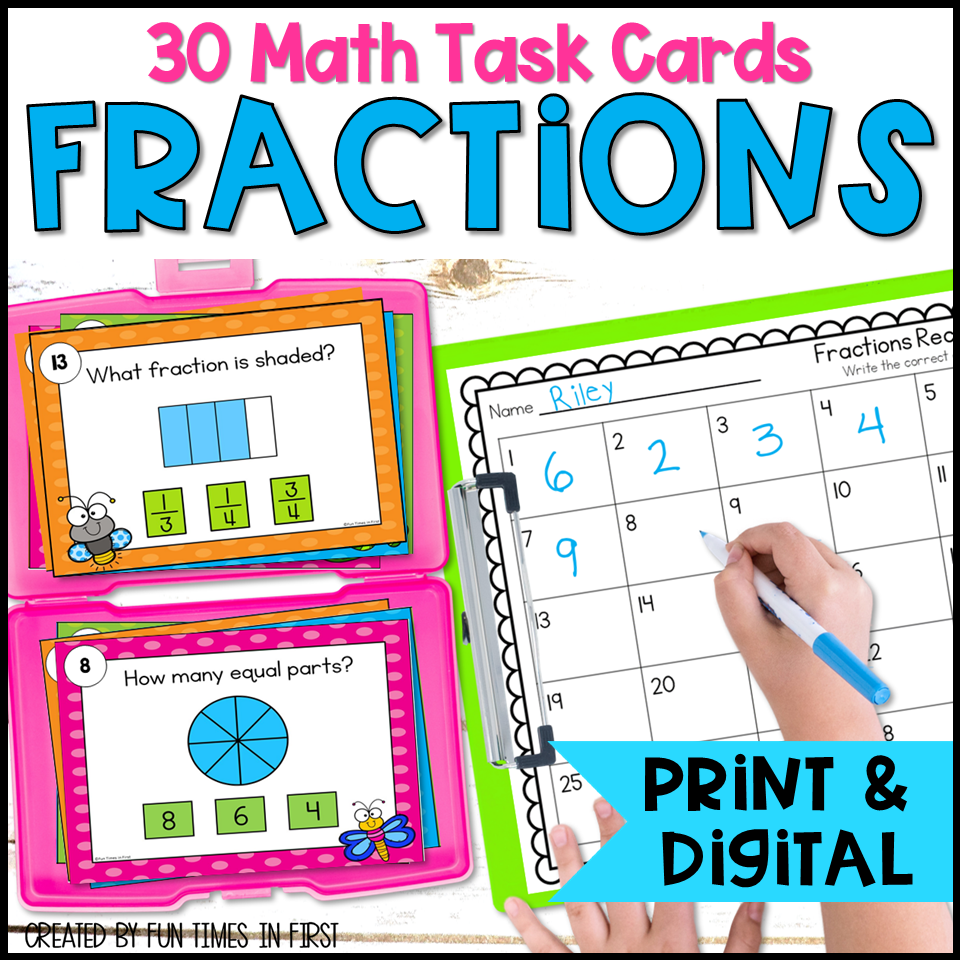 Fractions and Equal Parts Math Task Cards - Print and Digital Task ...