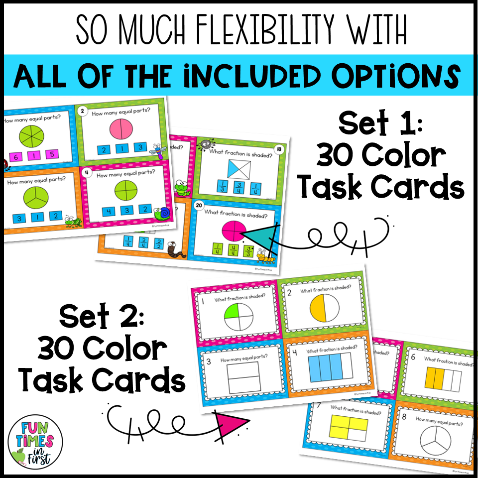Fractions and Equal Parts Math Task Cards - Print and Digital Task ...