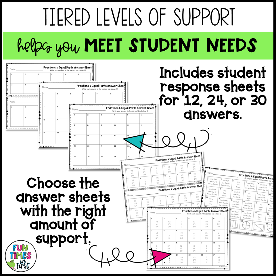 Fractions and Equal Parts Math Task Cards - Print and Digital Task ...