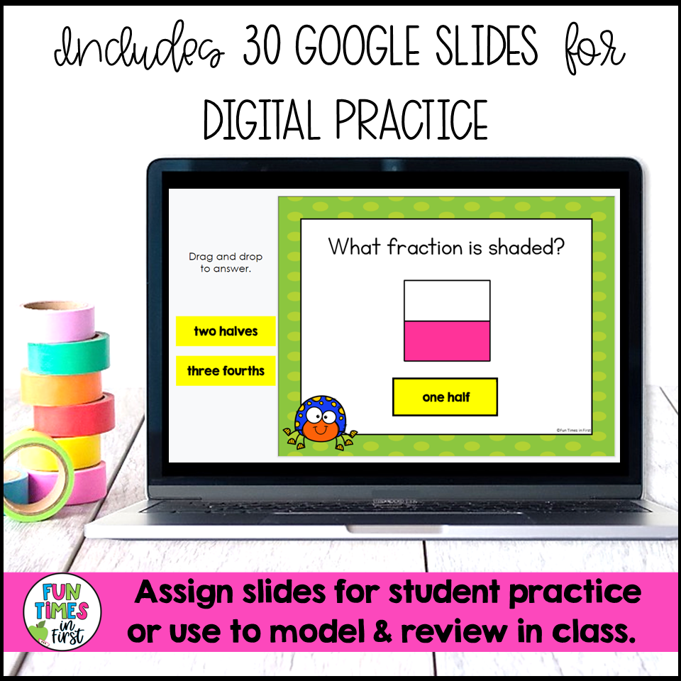 Fractions and Equal Parts Math Task Cards - Print and Digital Task ...