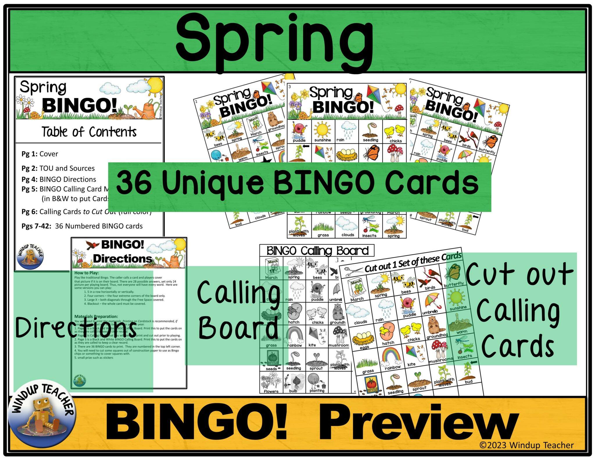 Spring BINGO Game with Plant Cycle Words | Made By Teachers