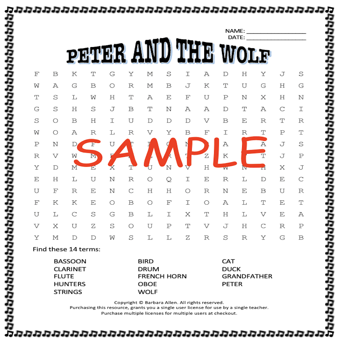Peter and the Wolf - Activity Fun Worksheets Packet (Answer Keys ...