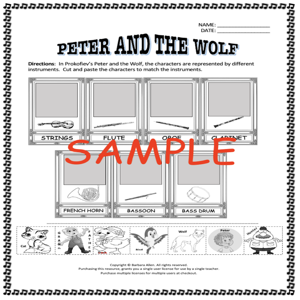 Peter and the Wolf - Activity Fun Worksheets Packet (Answer Keys ...