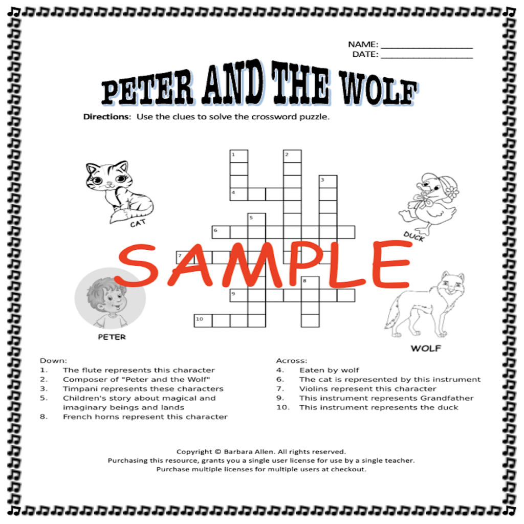 Peter and the Wolf - Activity Fun Worksheets Packet (Answer Keys ...