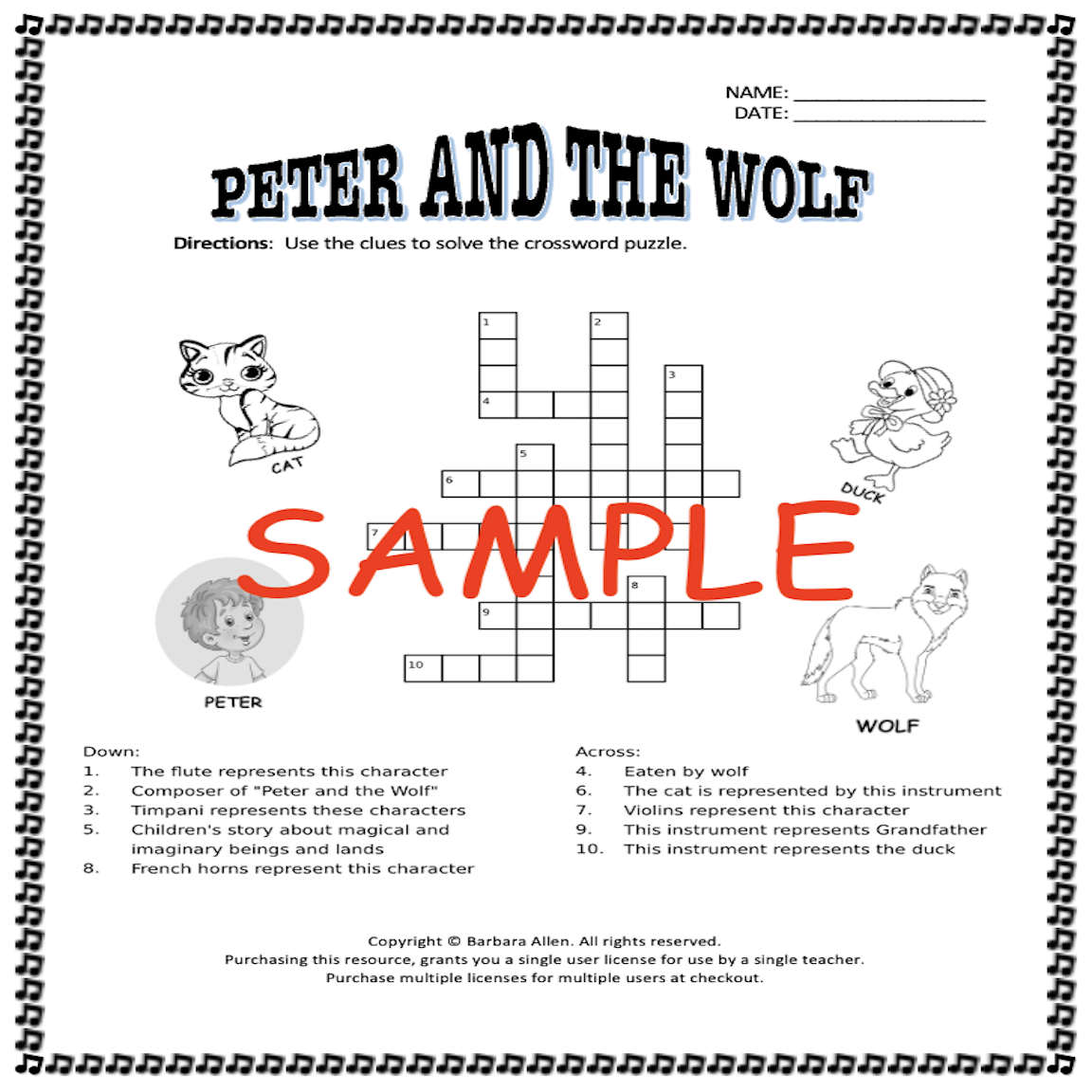 Peter and the Wolf - Activity Fun Worksheets Packet (Answer Keys ...