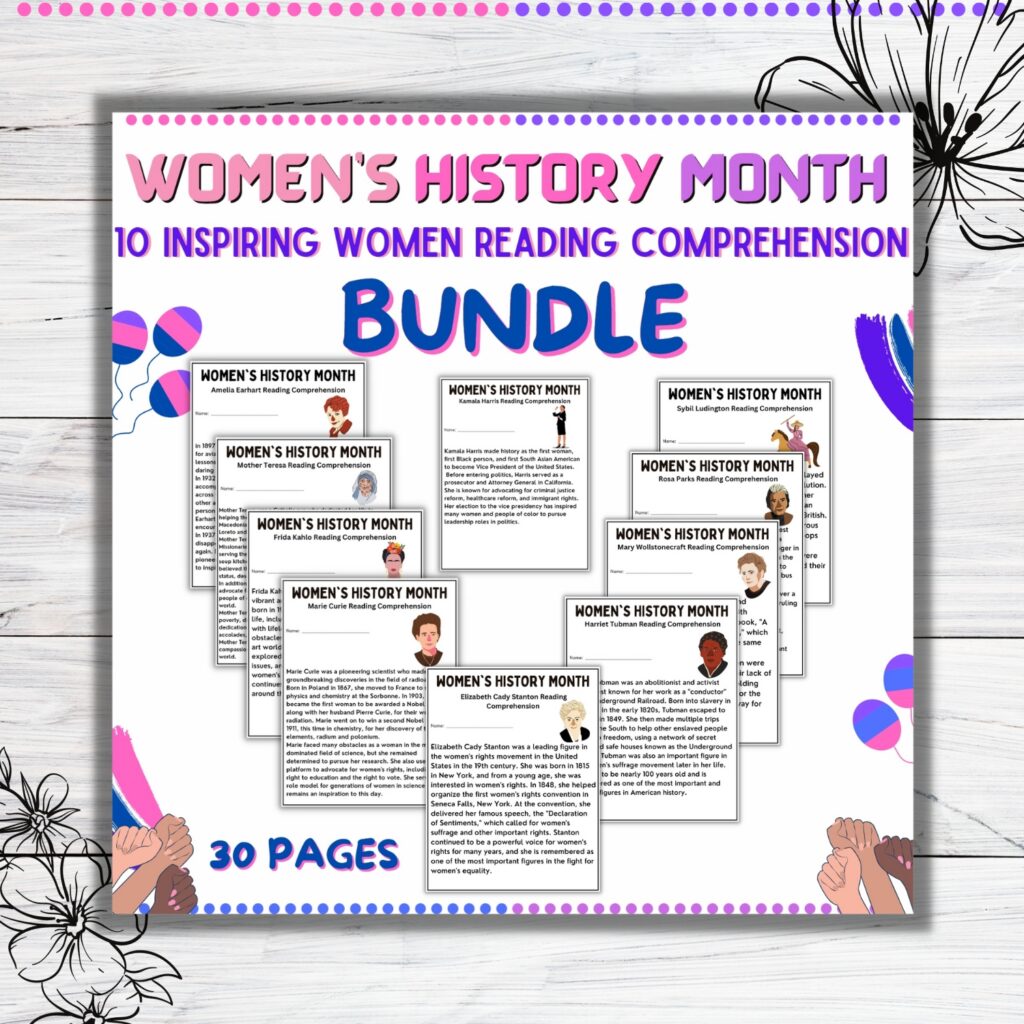Women's History Month Bundle: 10 Inspiring Women Reading Comprehension ...