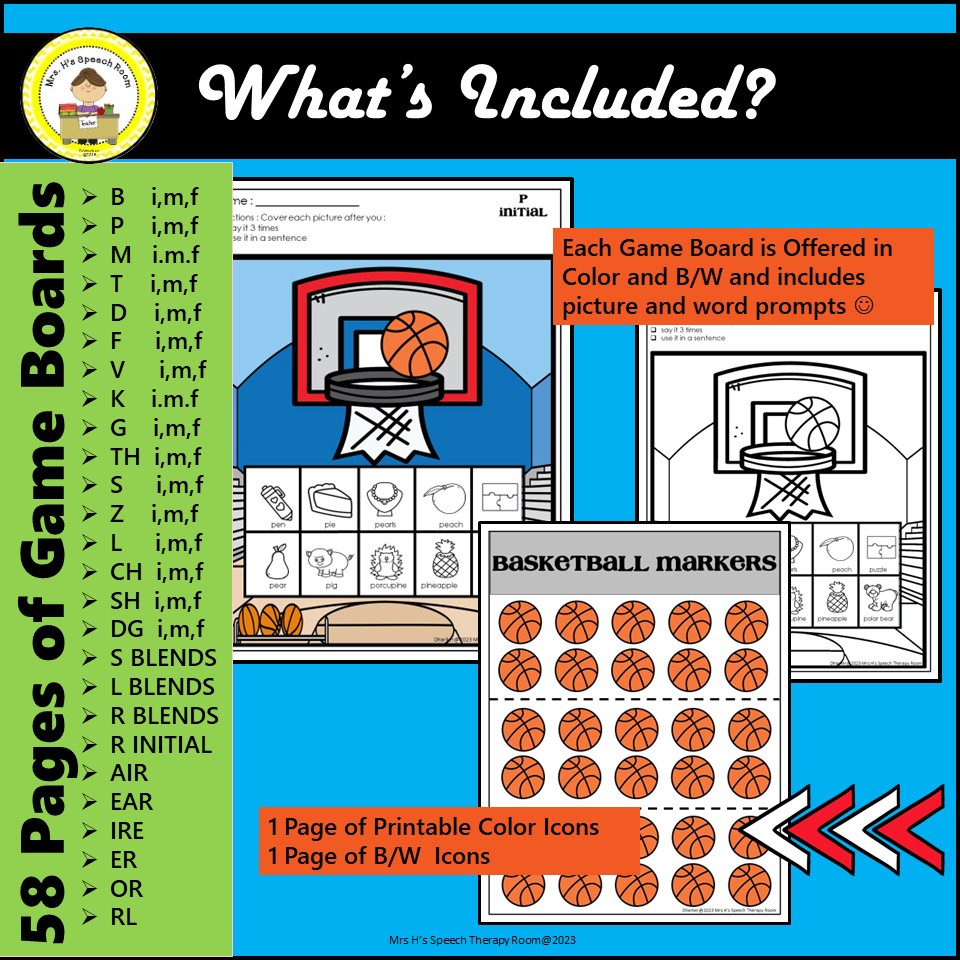 Basketball Speech Therapy Articulation Activity | Made By Teachers