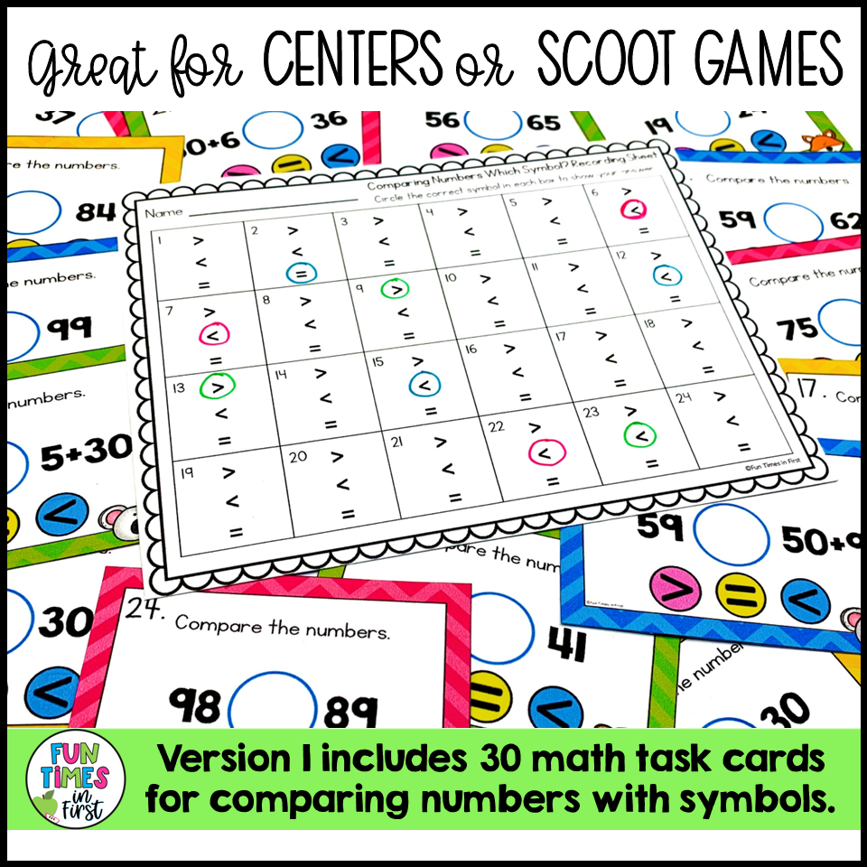 Comparing Numbers Math Task Cards: Greater Than Less Than Equal To ...