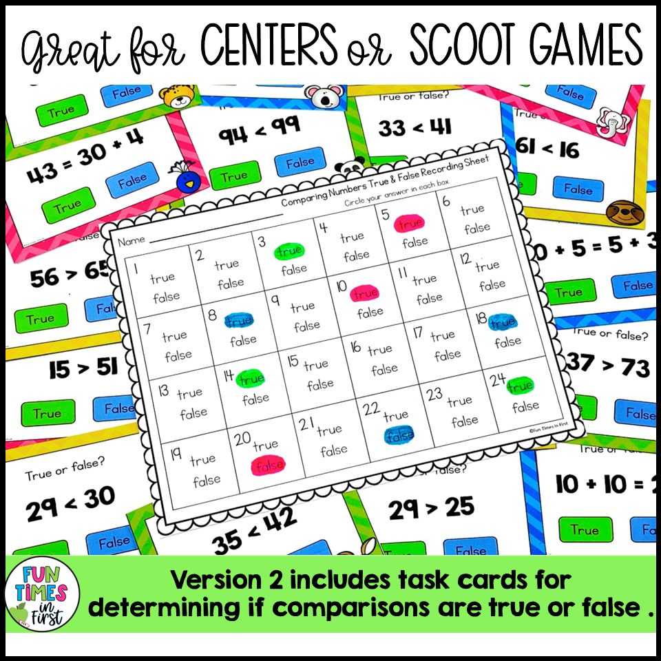 Comparing Numbers Math Task Cards: Greater Than Less Than Equal To ...