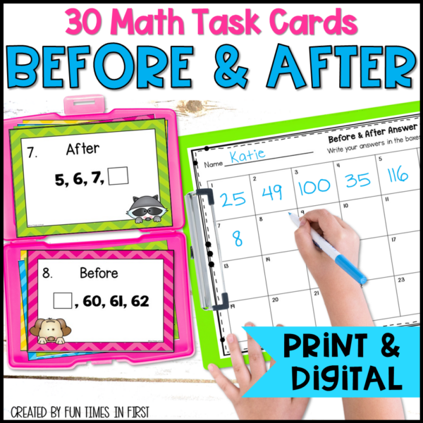 Before and After Numbers to 120 Math Task Cards and Digital Google ...