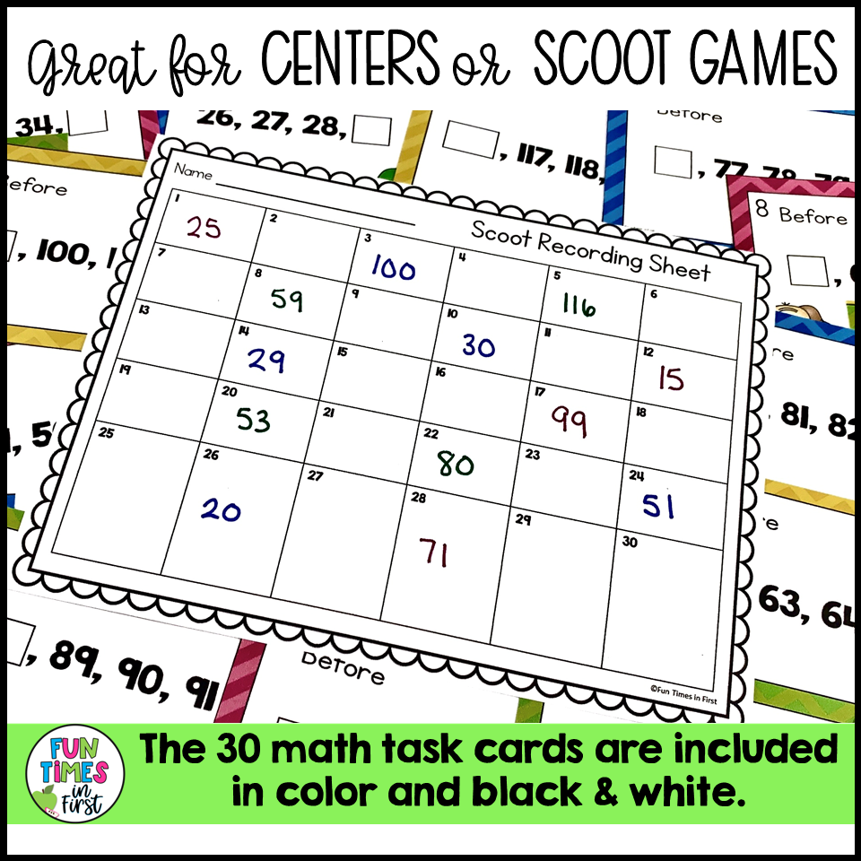 Before and After Numbers to 120 Math Task Cards and Digital Google ...