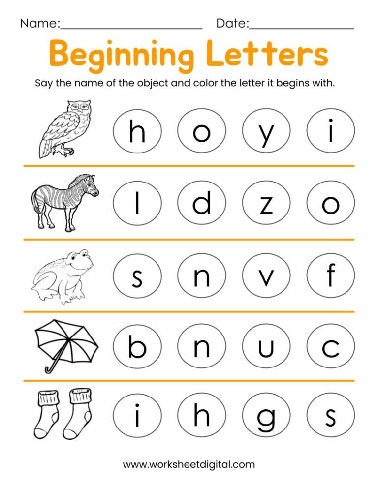 Beginning Letters Say and Color | Made By Teachers
