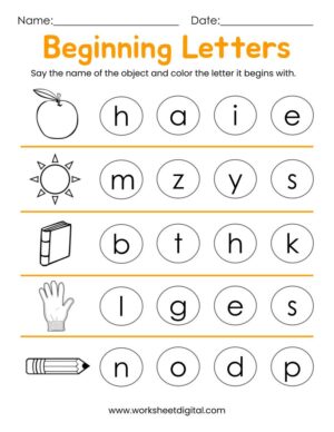 10 Printable Beginning Letters Worksheets for Kindergarten Preschool ...