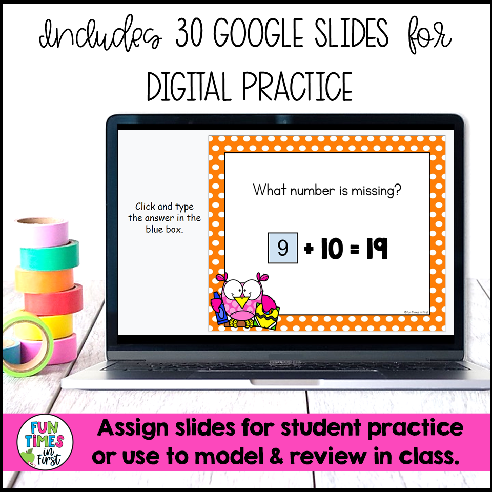 Missing Numbers in Equations within 20 Task Cards and Digital Google ...