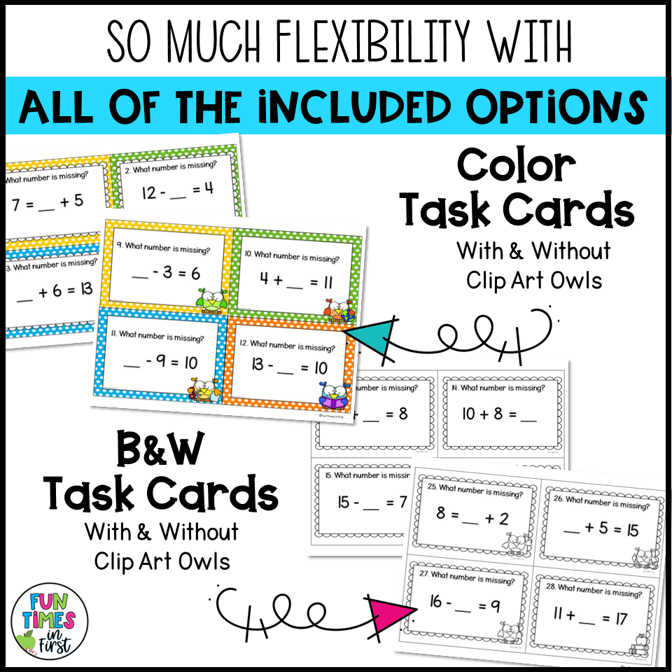 Missing Numbers in Equations within 20 Task Cards and Digital Google ...