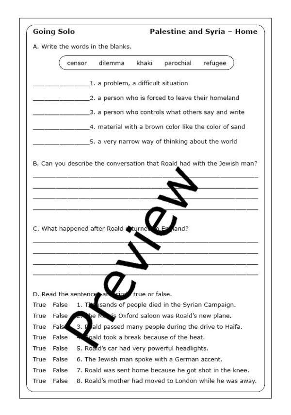 Roald Dahl "Going Solo" worksheets | Made By Teachers
