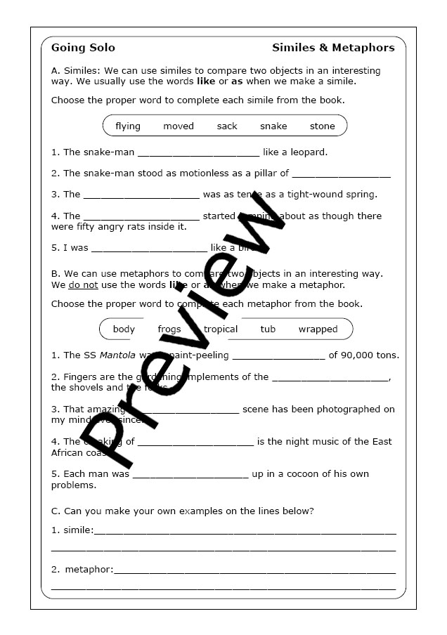 Roald Dahl "Going Solo" worksheets | Made By Teachers