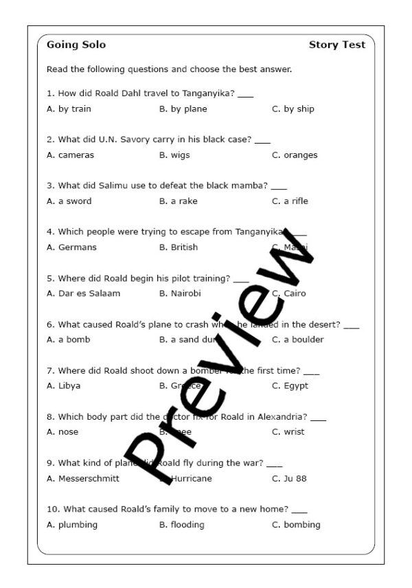 Roald Dahl "Going Solo" worksheets | Made By Teachers