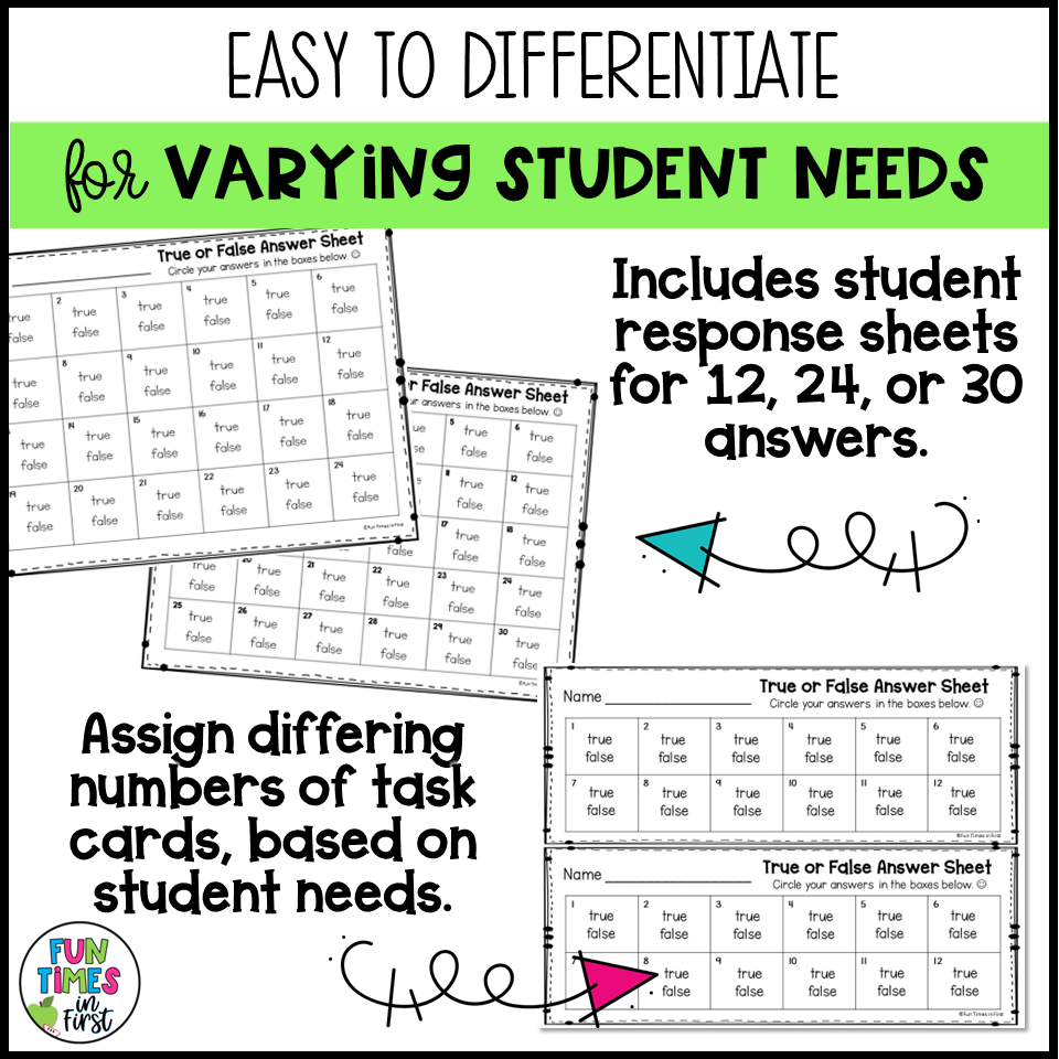 True or False Equation Task Cards: Addition & Subtraction within 10 ...