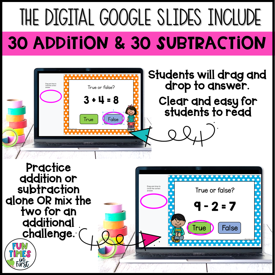 True or False Equation Task Cards: Addition & Subtraction within 10 ...
