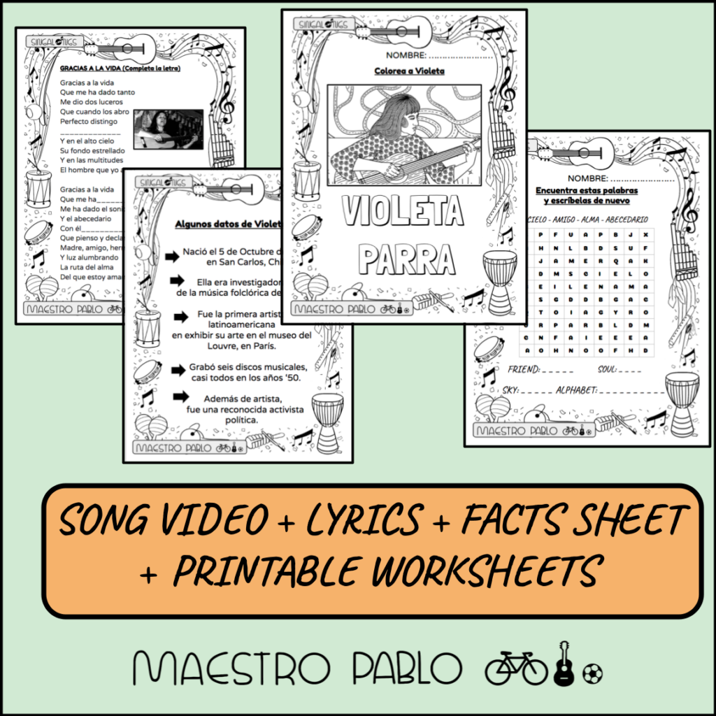 Gracias a la vida de Violeta Parra Sing Along Video / Printable ...