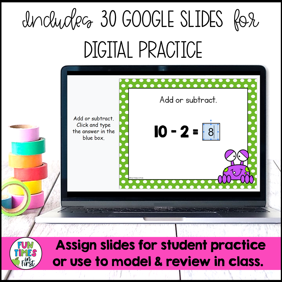 Addition and Subtraction within 20 Math Task Cards plus Digital Google ...