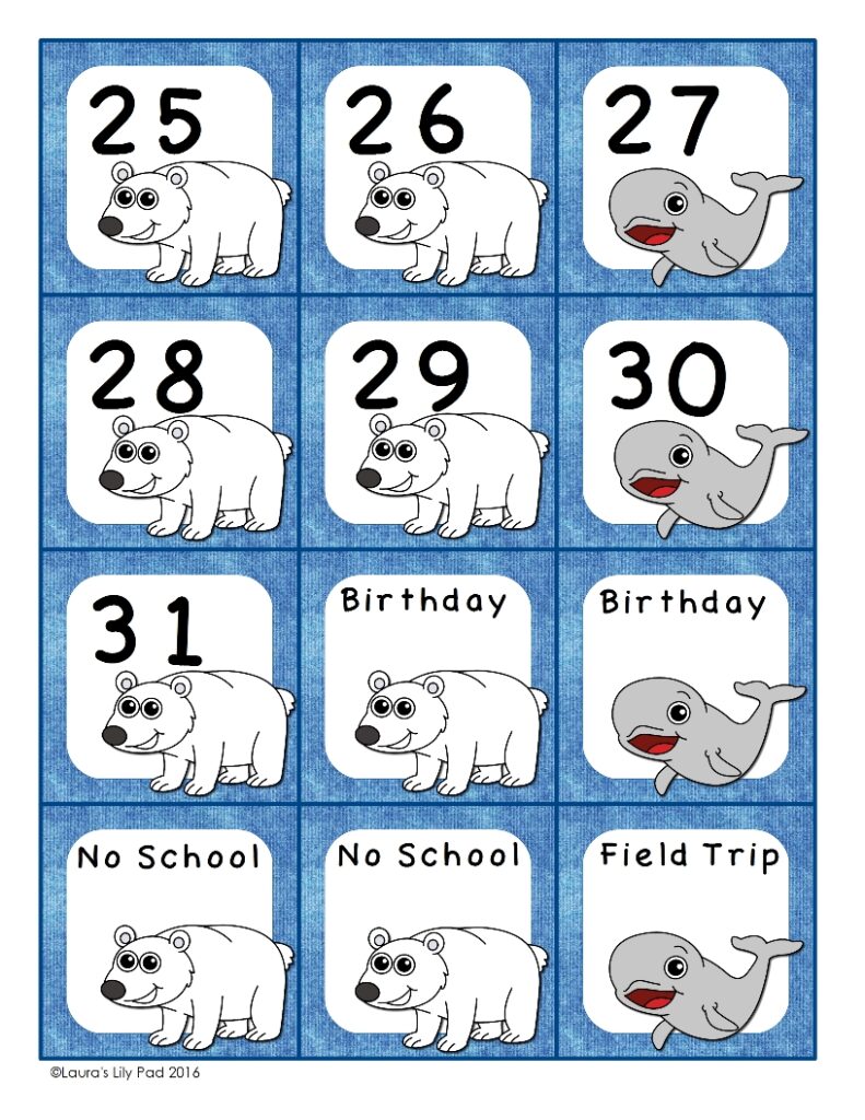 Calendar Number Cards Arctic Theme | Made By Teachers