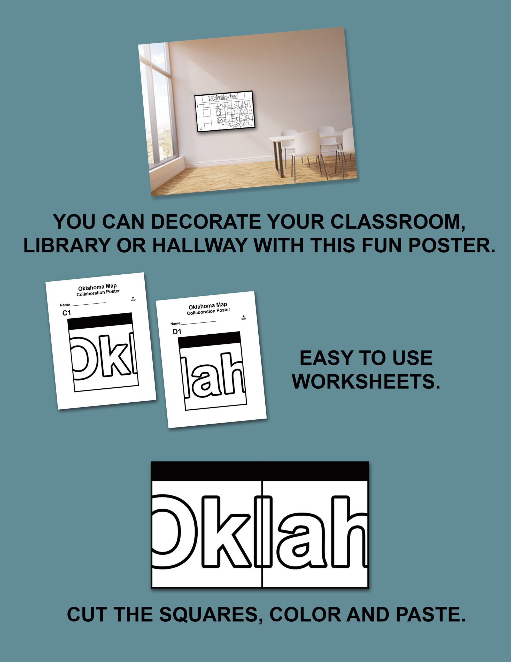 Oklahoma Map Collaboration Poster | Made By Teachers