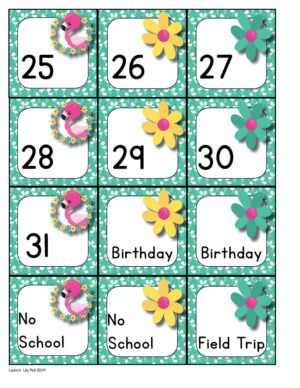 Calendar Number Cards Flamingo Theme | Made By Teachers