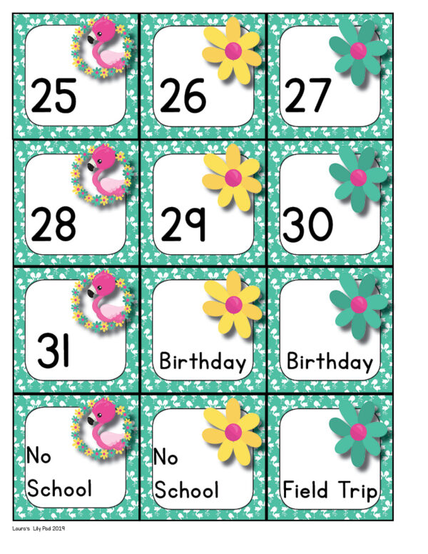 Calendar Number Cards Flamingo Theme | Made By Teachers
