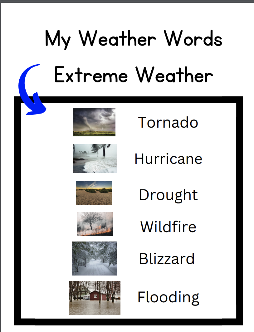 Weather Writing Packet Cause and Effect: Regular weather and extreme ...