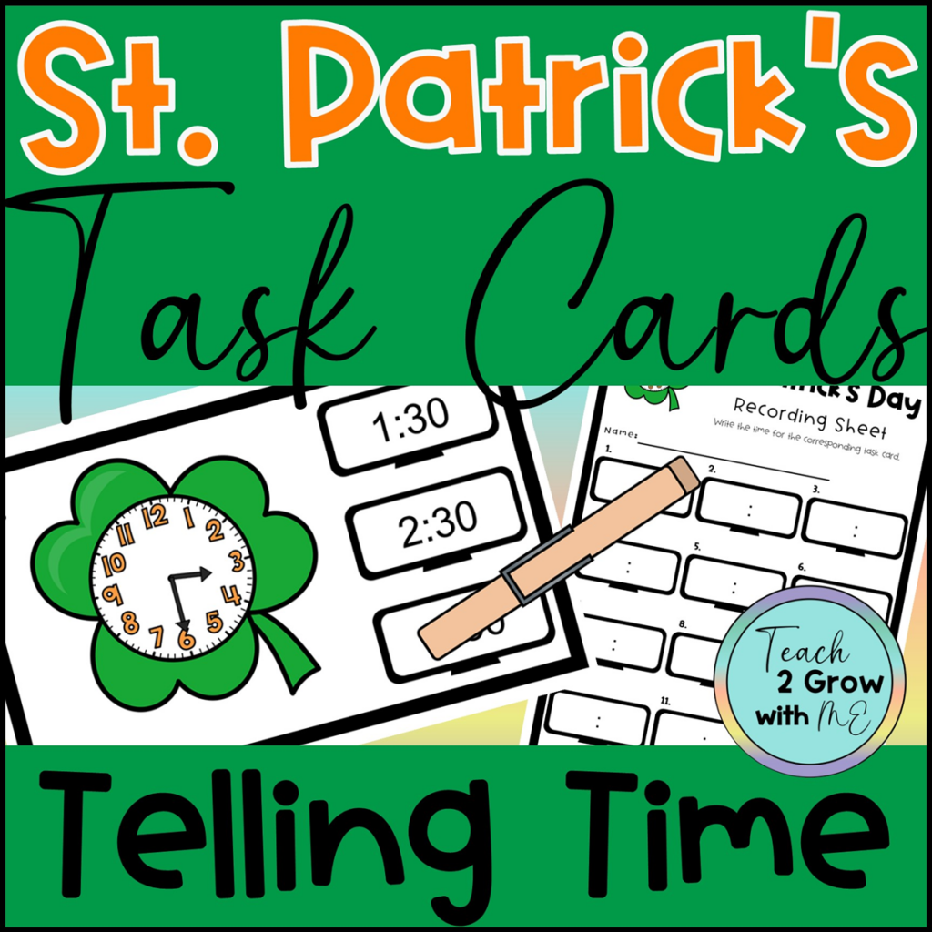 St. Patrick's Day Clip Cards Telling Time to the HALF HOUR Task Cards ...