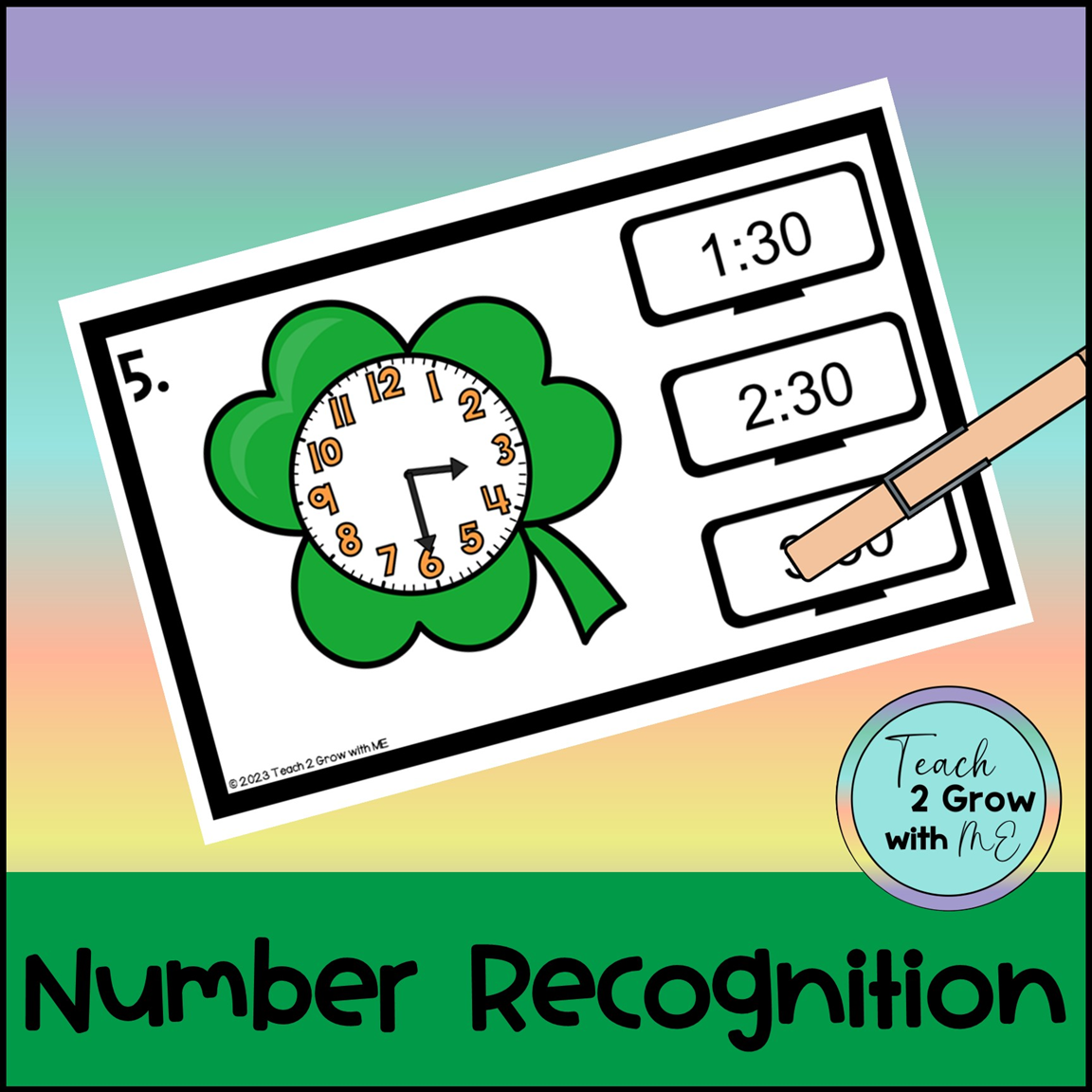 St. Patrick's Day Clip Cards Telling Time to the HALF HOUR Task Cards ...