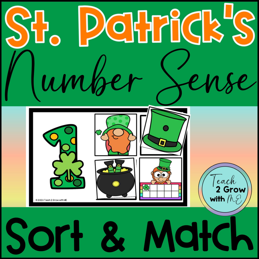 St. Patrick's Day Number Sense Sort and Match 1-6 Math Center Activity ...