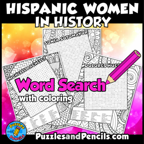 Hispanic Women in History Word Search Puzzle BUNDLE | 10 Wordsearch ...