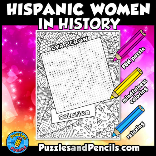 Hispanic Women in History Word Search Puzzle BUNDLE | 10 Wordsearch ...