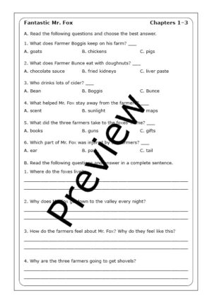 Roald Dahl "Fantastic Mr. Fox" worksheets | Made By Teachers