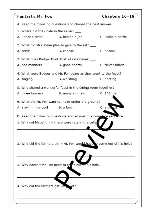 Roald Dahl "Fantastic Mr. Fox" worksheets | Made By Teachers