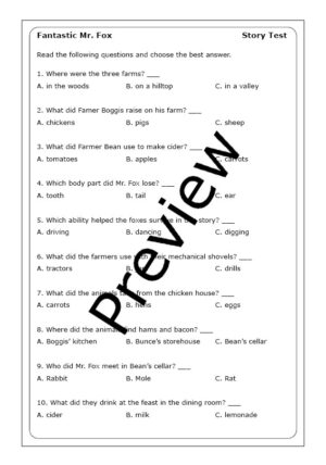 Roald Dahl "Fantastic Mr. Fox" worksheets | Made By Teachers