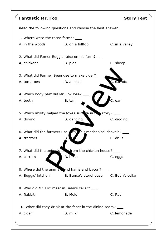 Roald Dahl "Fantastic Mr. Fox" worksheets | Made By Teachers