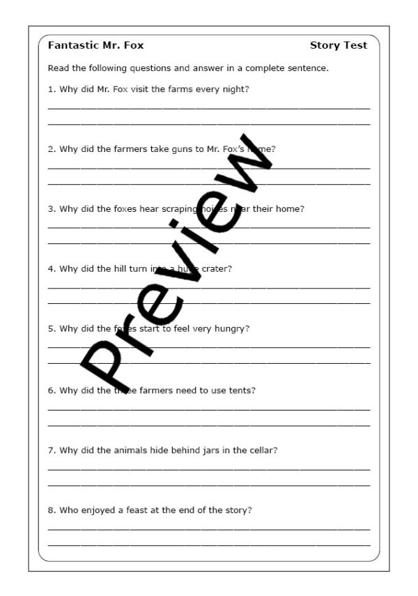 Roald Dahl "Fantastic Mr. Fox" worksheets | Made By Teachers