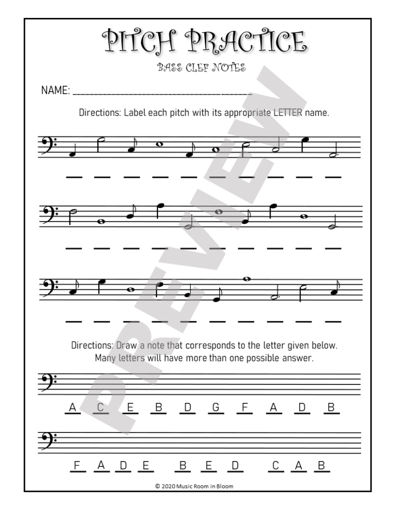 PITCH WORKSHEETS for Middle School General Music | Made By Teachers